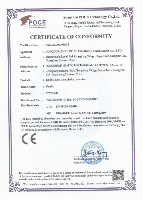 Dwc-520 Industrial Double Loop Wire Binding Machine Semi Automatic 400kg